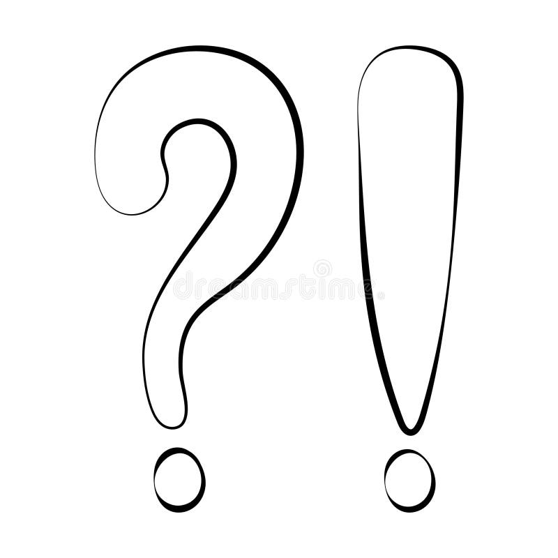 Hand Drawn Black Exclamation and Question Marks in Doodle Style ...