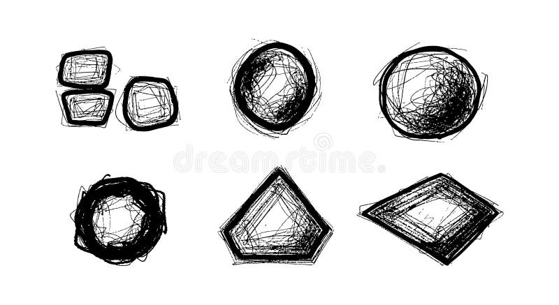 Hand Drawn Black Geometric Shapes Vector Set for Design Elements and Decoration Stock Vector ...