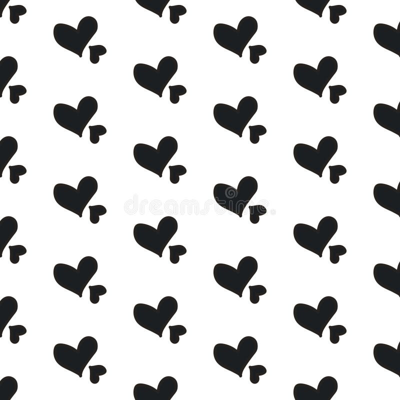 Hand-Drawn Black Heart Pattern Stock Illustration - Illustration of ...