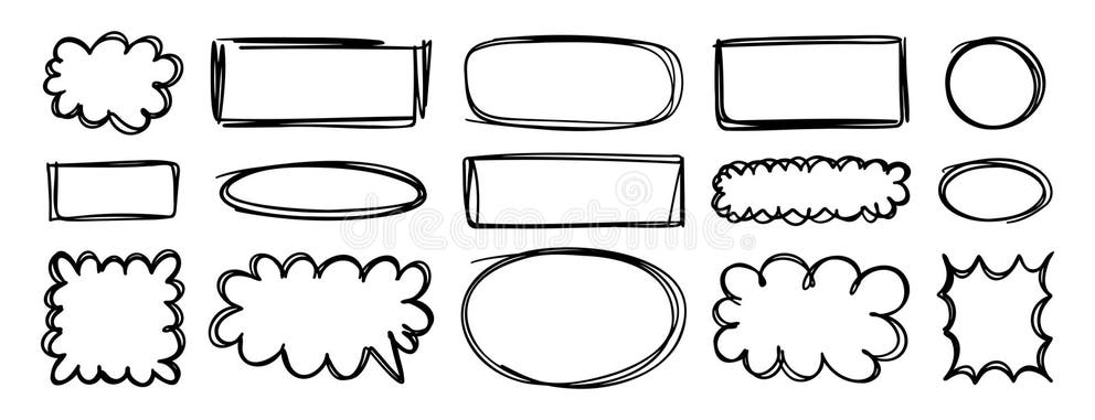 Hand Drawn Black Line Frames for Text Box or Photo. Scribble Lines ...