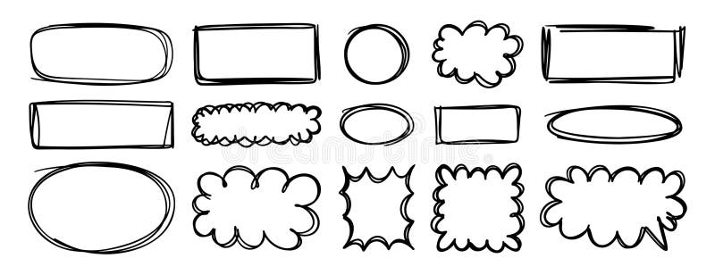 Hand Drawn Black Line Frames for Text Box or Photo. Scribble Lines ...