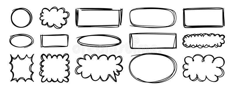 Hand Drawn Black Line Frames for Text Box or Photo. Scribble Lines ...