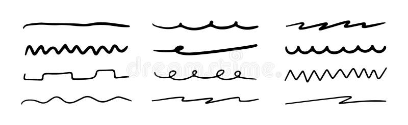 Hand Drawn Black Lines by Pen. Doodle Strokes, Underlines by Pencil ...
