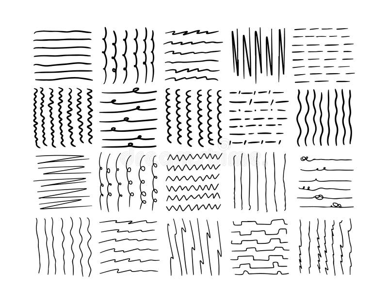 Hand Drawn Black Lines by Pen. Doodle Strokes, Underlines by Pencil ...