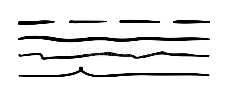 Hand Drawn Black Lines by Pen. Doodle Strokes, Underlines by Pencil ...