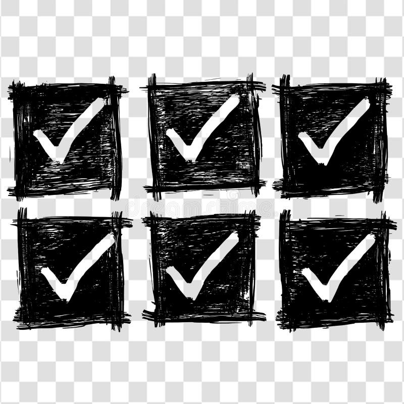 Hand Drawn Black Marker Checklist with Three Boxes and Uneven Sketchy ...