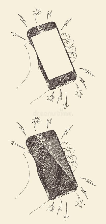 Hand Drawn Black Mobile Phone IPhone Vector Sketch Stock Vector ...