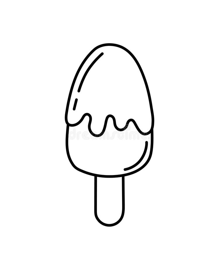 Popsicle Ice Cream Doodle In Black Line Icon For Summer Drink Vector
