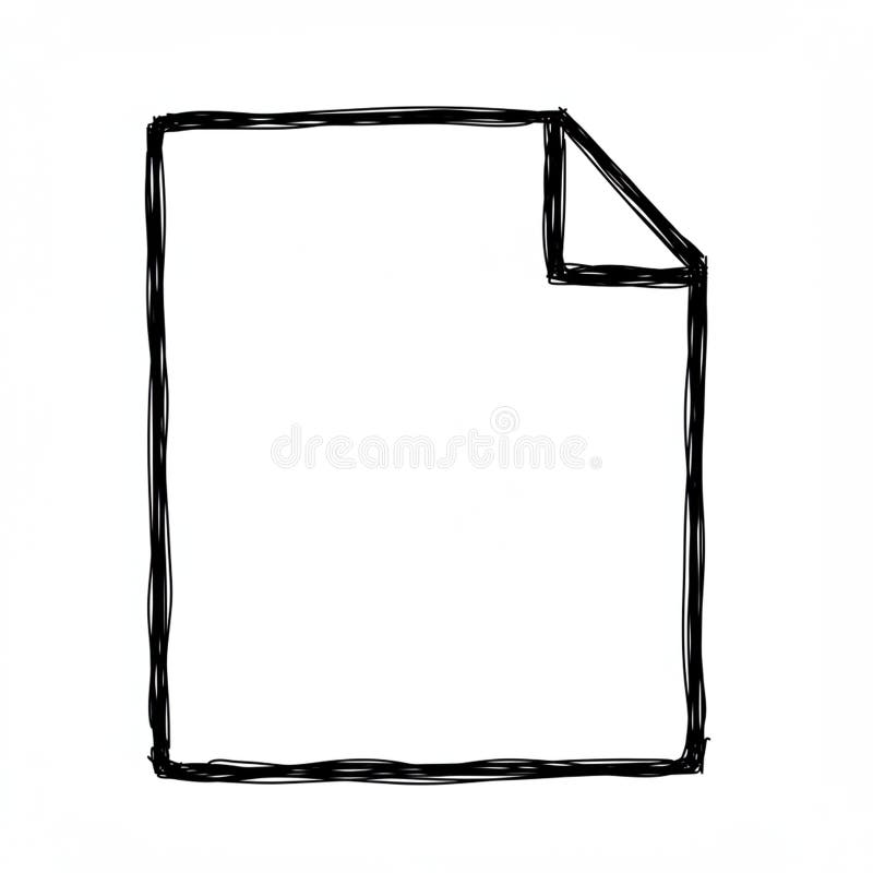A Hand-drawn Black Outline of a Rectangular Piece of Paper with a ...