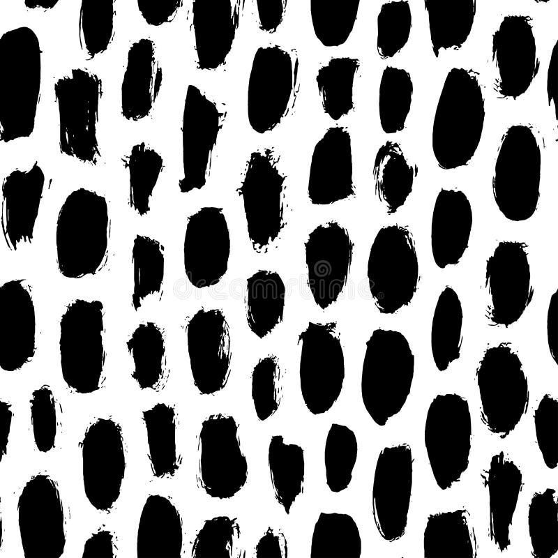 Hand Drawn Black Polka Dots Seamless Pattern. Stock Vector - Illustration of scribble, pattern ...