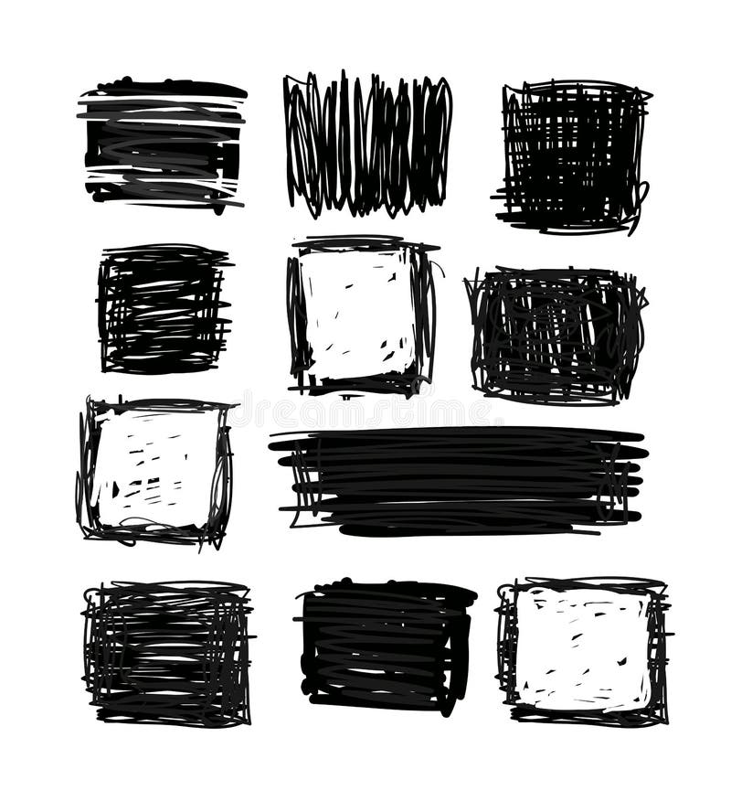 Hand Drawn Black Squares and Rectangles Stock Vector - Illustration of ...