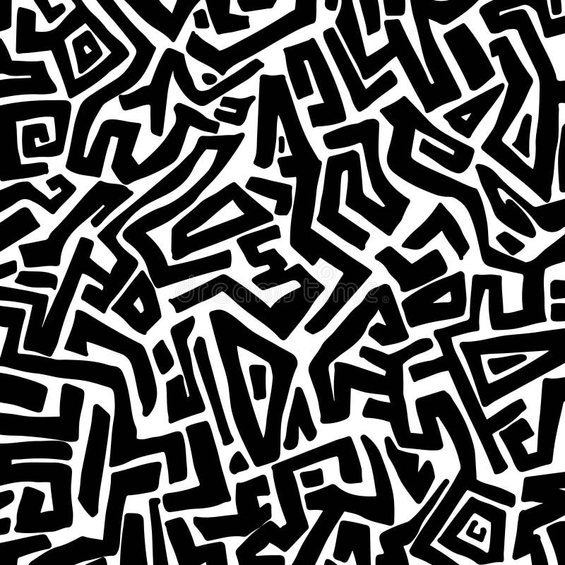 Hand Drawn Black and White Doodle Pattern Design Stock Illustration ...