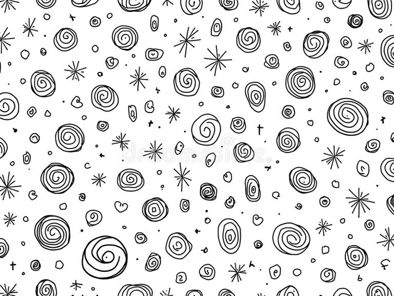 Hand-drawn Black and White Doodle Pattern with Playful Creativity Stock ...