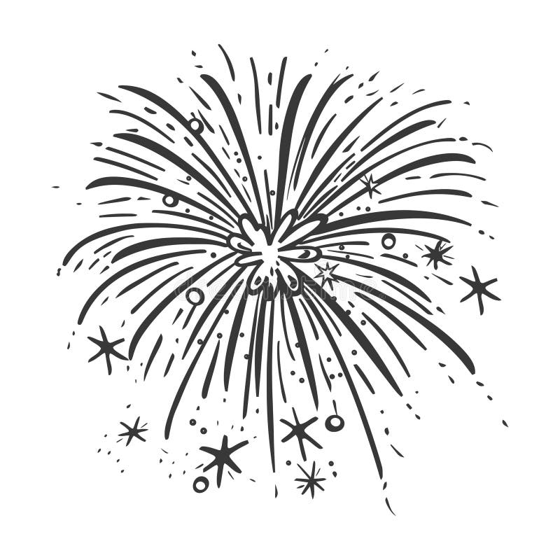 Hand-Drawn Fireworks Burst: Celebration Sparkle Illustration Stock ...