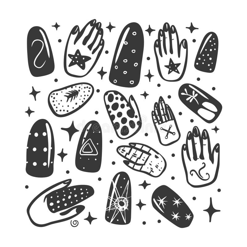 Mystic Hand Drawn Pattern: Abstract Shapes and Mystical Symbols Stock ...
