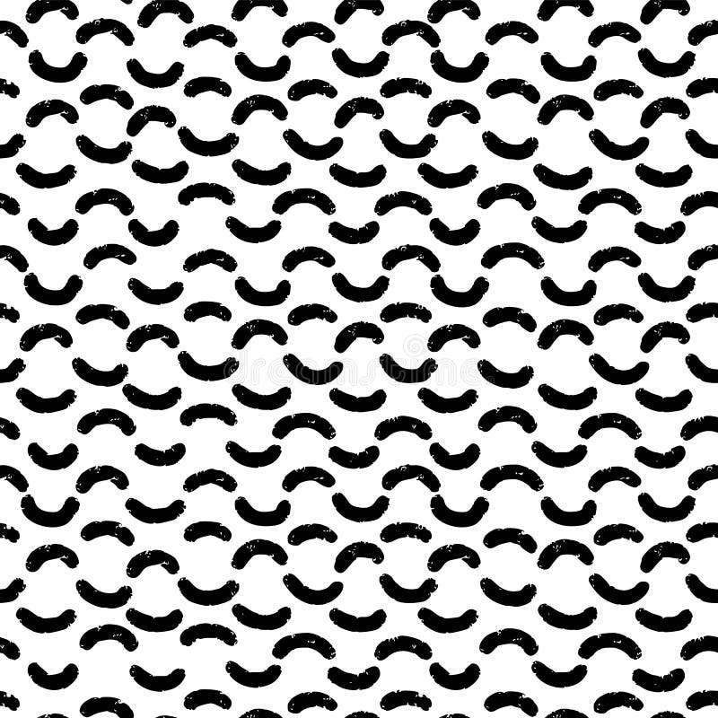 Hand-drawn Black and White Seamless Texture with Semicircles. Modern ...