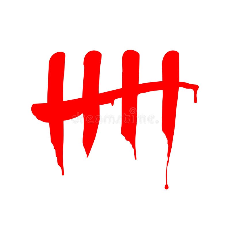 Hand Drawn Bloody Tally Mark. Stock Vector - Illustration of stick ...