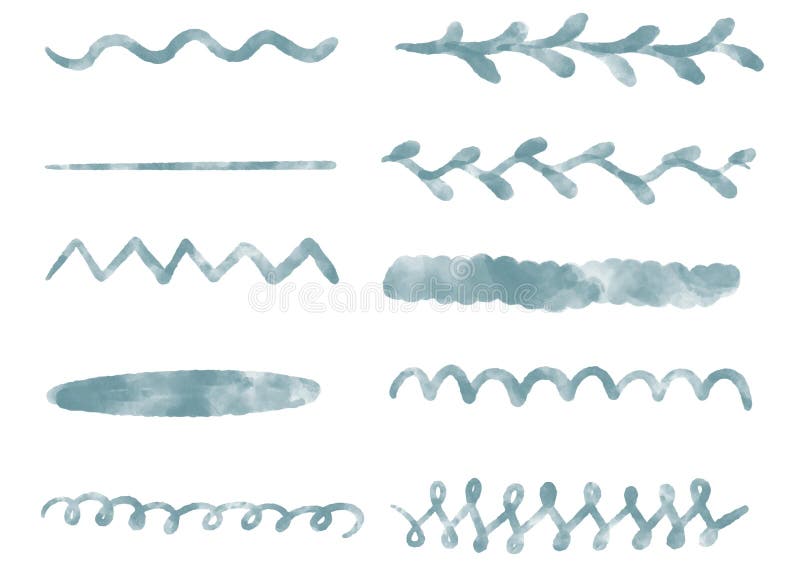 Hand Drawn Blue Aquarelle Lines Set Stock Vector - Illustration of ...