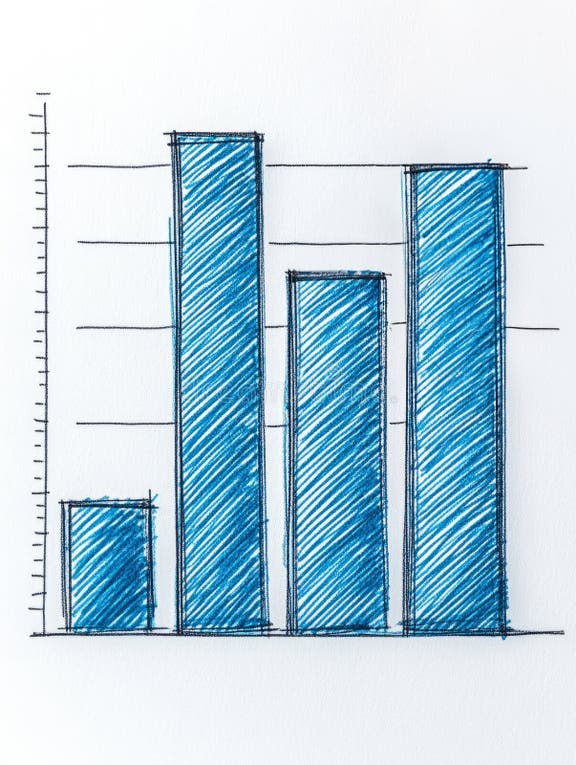 Hand-drawn Blue Bar Chart Illustration for Data Analysis. Stock Photo ...