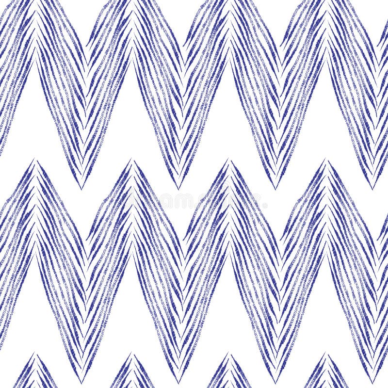 Hand Drawn Blue Chevron Seamless Pattern Stock Vector - Illustration of ...