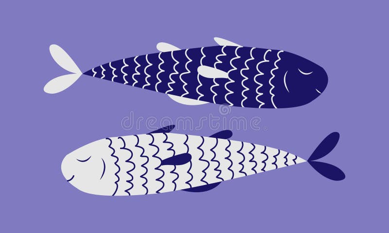 Hand Drawn Blue Fish. Doodle, Simple Illustration. Stock Vector ...