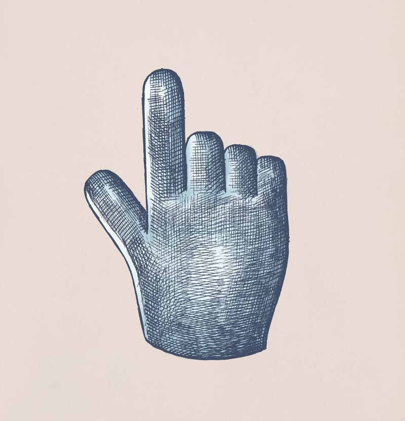 Hand Drawn Blue Hand Cursor Illustration Stock Illustration ...