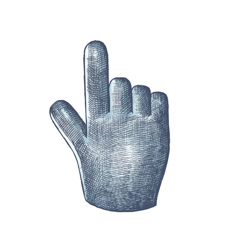 Hand Drawn Blue Hand Cursor Illustration Stock Illustration ...