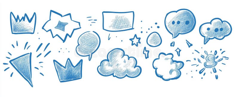 Hand-drawn Blue Highlights, Underlined Text, Emphasized Marks, and Line ...