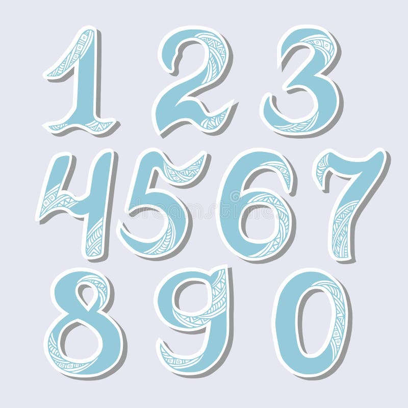 Blue Numbers on White Background Stock Photo - Illustration of holiday ...