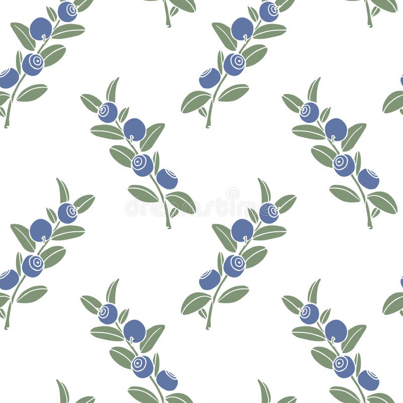 Hand Drawn Blueberry Pattern Stock Vector - Illustration of decoration ...
