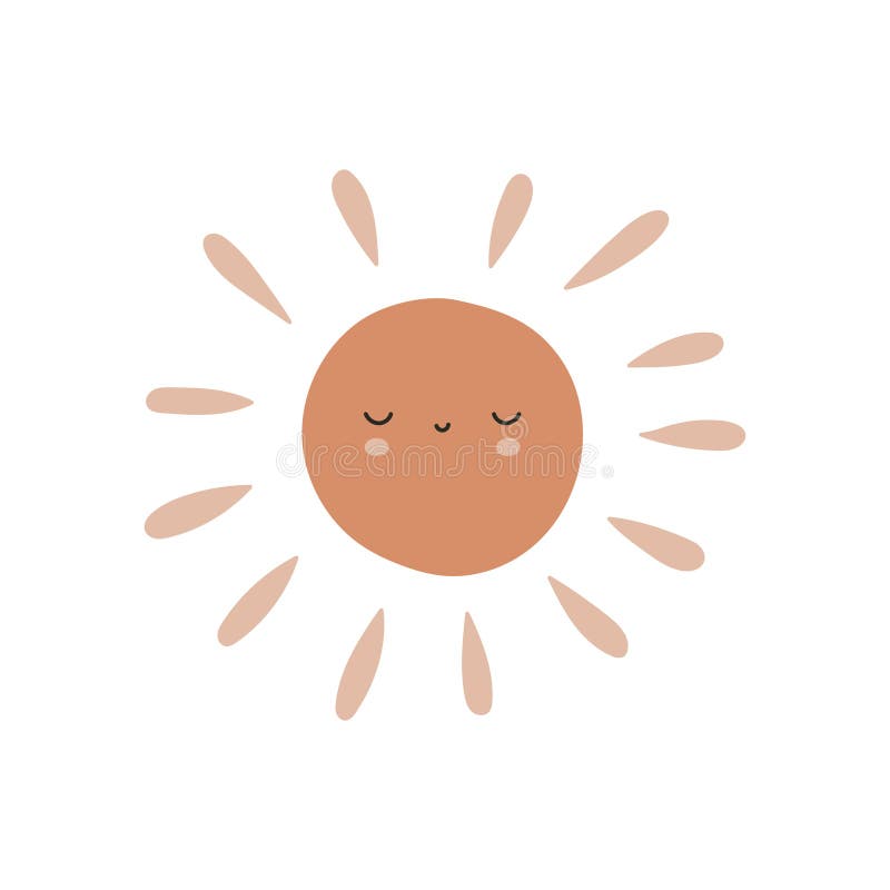 Hand Drawn Boho Sun. Naive Cute Sun, Vector Illustration Stock ...