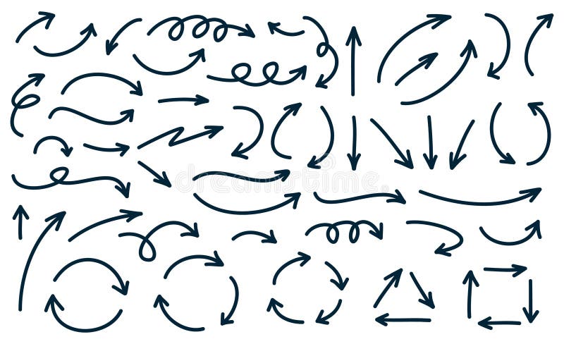 Hand Drawn Bold Line Arrows Set. Vector Line Design Elements Isolated ...