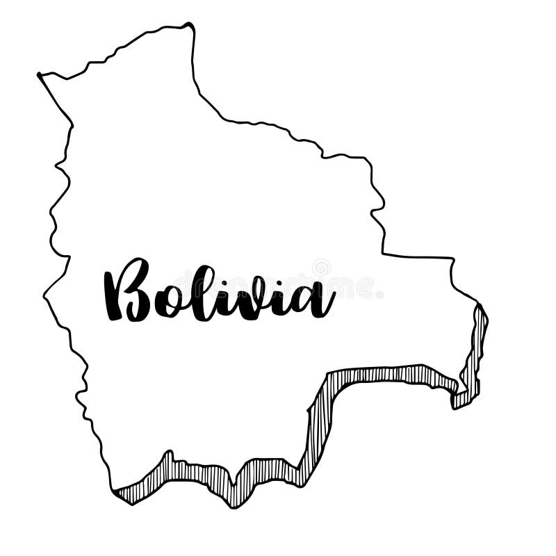 Hand drawn of Bolivia map stock illustration. Illustration of ...