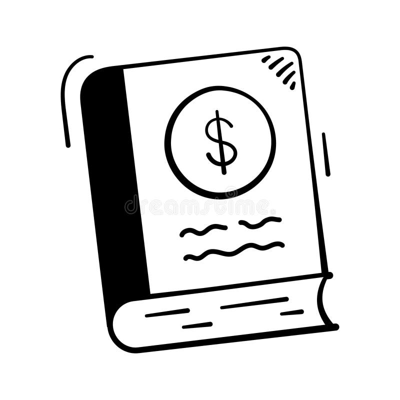Hand Drawn Book Icon Featuring a Dollar Sign, Representing Financial ...