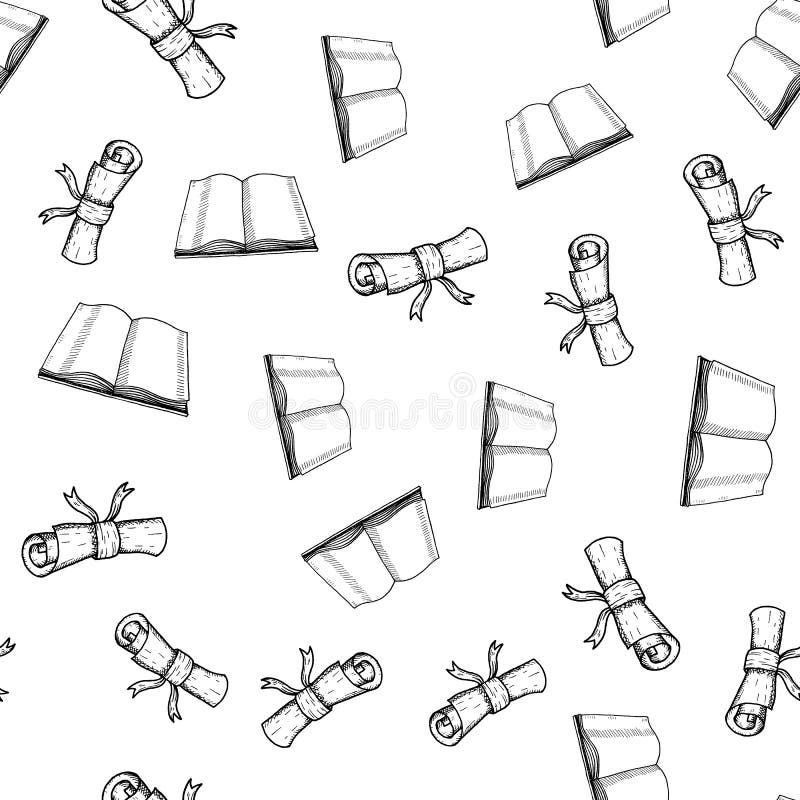 Hand Drawn Book and Scroll Doodle. Sketch Style Icon. Decoration ...