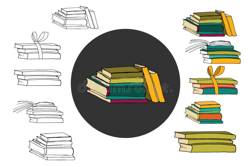 Hand Drawn Books Illustration for Your Design. Doodle Design Stock ...