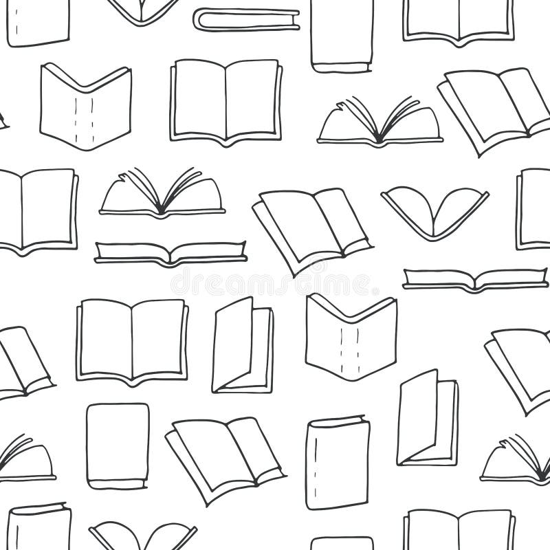 Hand Drawn Books Seamless Pattern. Stock Vector - Illustration of ...