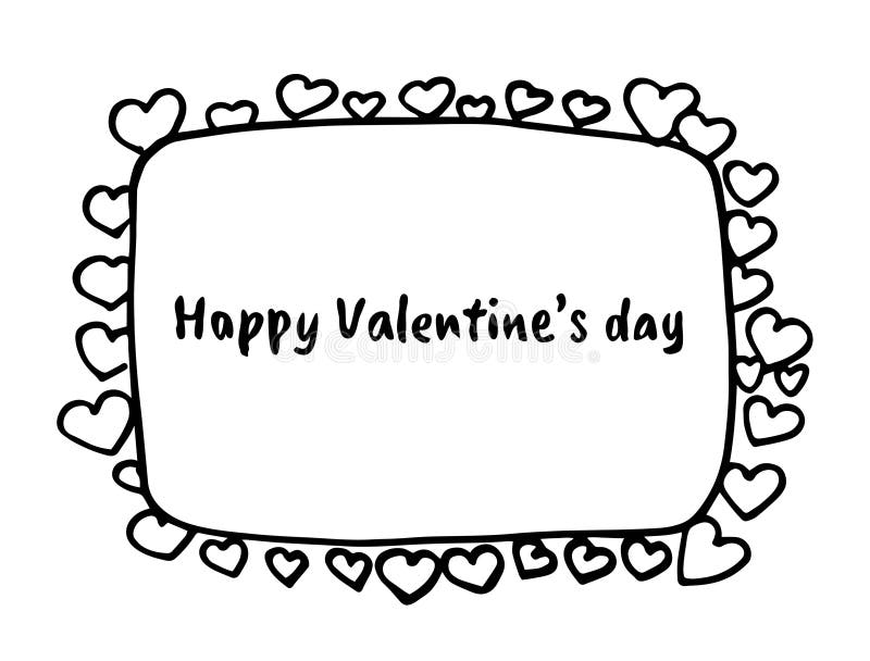 Hand Drawn Border with Hearts. Valentine S Day Frame. Stock Vector ...