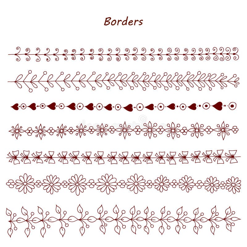 Hand Drawn Borders. Design Elements Stock Vector - Illustration of ...