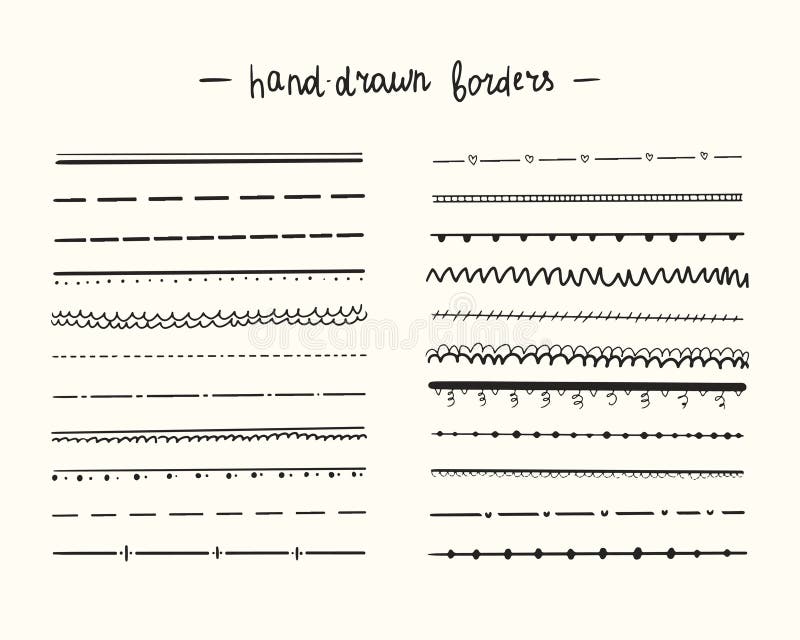 Hand Drawn Borders and Dividing Lines Set Stock Vector - Illustration ...