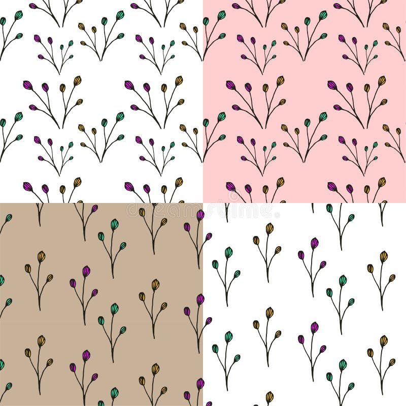 Hand Drawn Botanic Repeating Seamless Pattern. Stock Vector ...