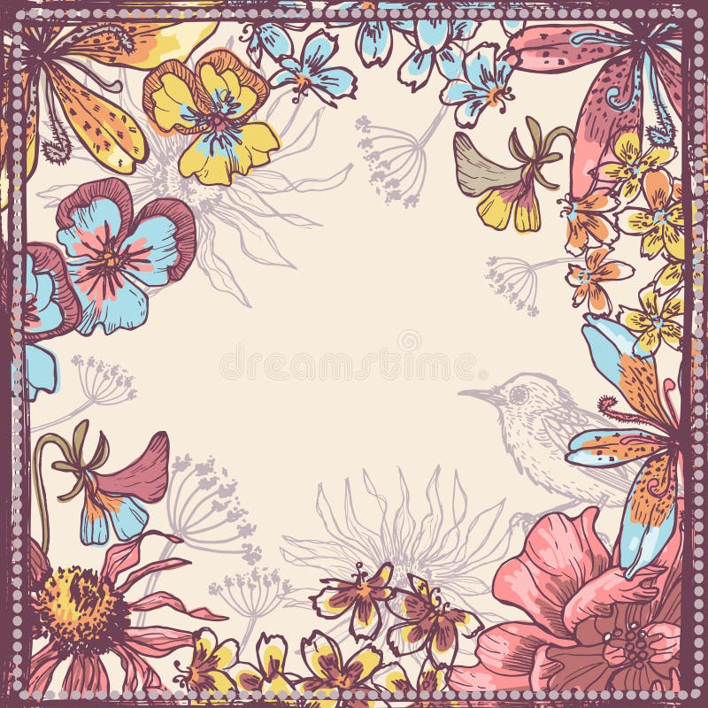 Hand Drawn Botanical Theme Frame Stock Illustration - Illustration of ...