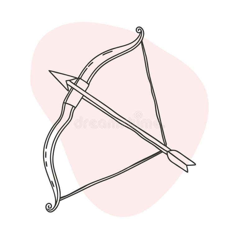 Hand Drawn Bow and Arrow. Festive Element Stock Vector - Illustration ...