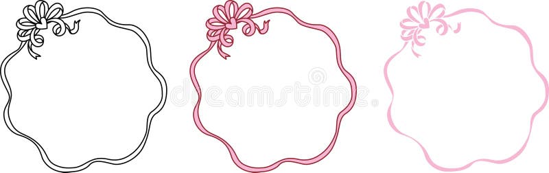 Hand Drawn Bow Ribbon Square Frame with Editable Stroke Thickness for ...