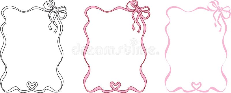 Hand Drawn Bow Ribbon Square Frame with Editable Stroke Thickness for ...