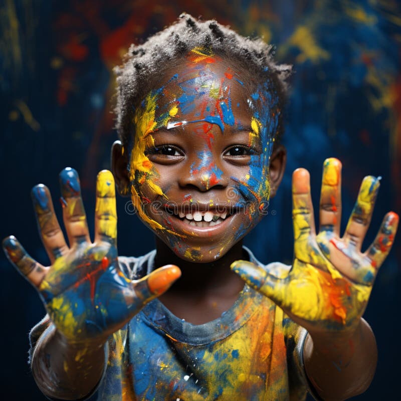 Hand Drawn Boy Happy Cute African Smile Stock Illustration ...