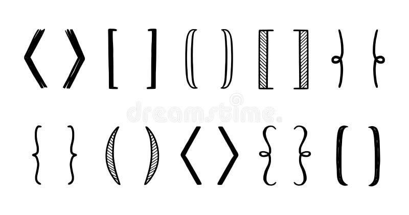 Hand Drawn Bracket, Parenthesis Element. Doodle Sketch Bracket Stock ...