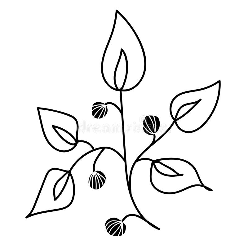 Hand Drawn Branch with Leaves. Doodle Vector Illustration Stock Vector ...