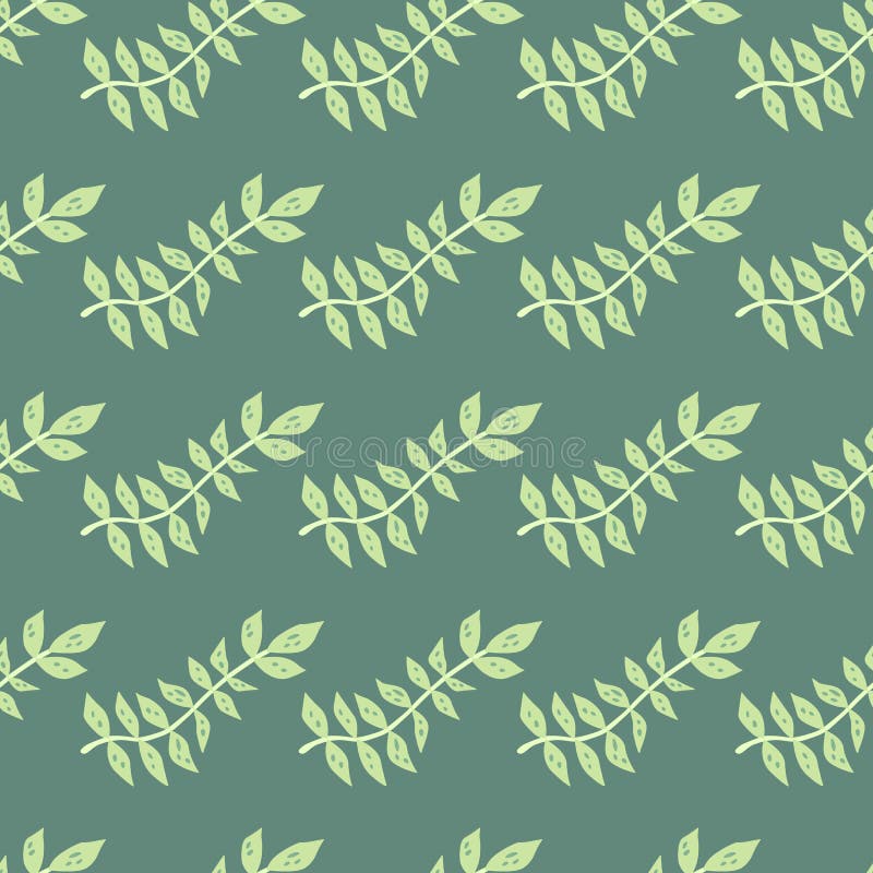 Hand Drawn Branches with Leaves Seamless Pattern. Simple Organic ...
