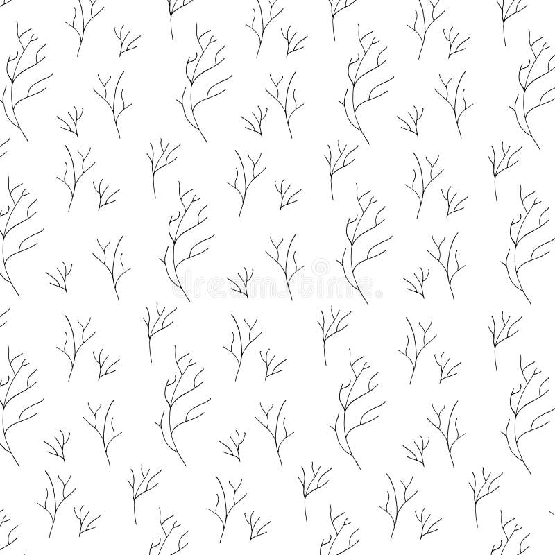 Hand Drawn Branches Pattern. Stock Vector - Illustration of elegant ...